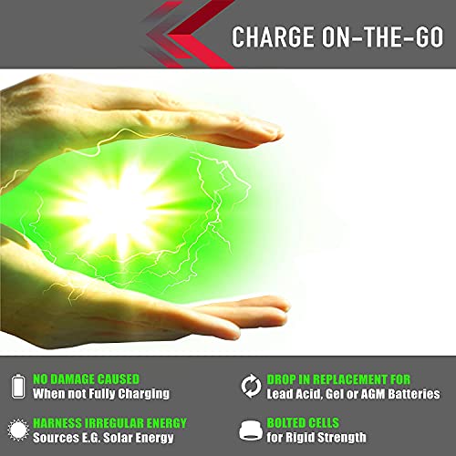 GLI Lithium-ion Deep Cycle Rechargeable Battery β 12v 100Ah IP54 Extreme Weather Resistant β up to 5,000 Cycle Long-Life β for Marine, Trolling Motors, RV, Off-Grid and Solar β with Charger & Cables