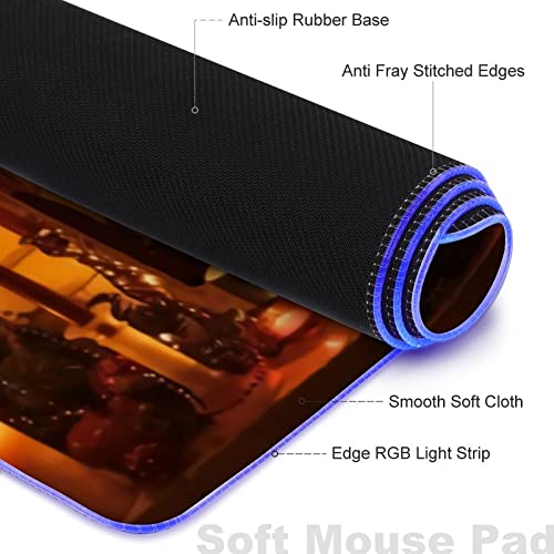 Christmas Fireplace Art Aesthetics Mouse Pad Gaming Mouse Pad RGB Laptop USB Illuminated LED Home Office Accessories Desk Pad