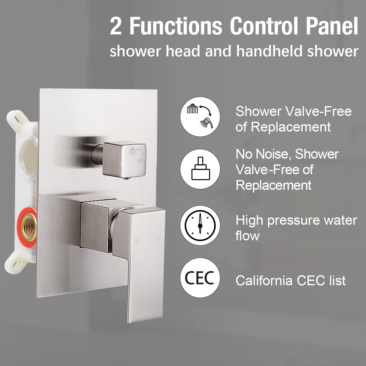 HGN 10 Inches Bathroom Rain Shower Combo Set Wall Mounted Rainfall Brushed Nickel Shower Head System Rough-in Valve Body and Trim Included