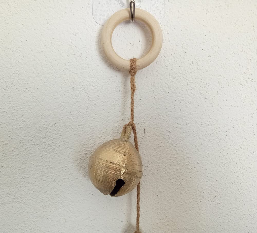 Retro Copper Bell String Home Garden Decoration Hanging Bells Wooden Ring Twine Decoration (Style1)