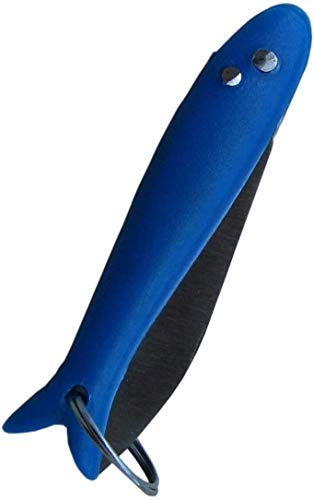 Glittering Bazaar Fish Smallest Mini Micro Handmade Key ring Pocket Folding Folder Knife, Stainless Steel, Multi Purpose Portable, Tiny Blade (Blue)
