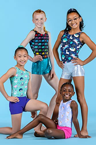 Destira Outta This World Gymnastci Leotard for Girls, Llamas, Unicorns and Sloths Outer Space Theme Navy Blue, Child Medium (8)