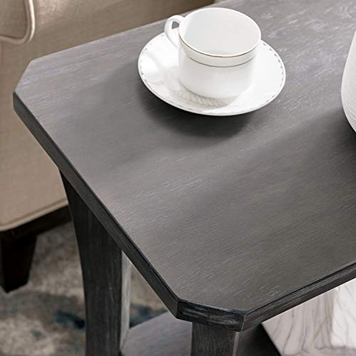 Leick Home 10305-RG Rustic Wire Brushed Driftwood Narrow Side Table with Shelf, Rustic Gray