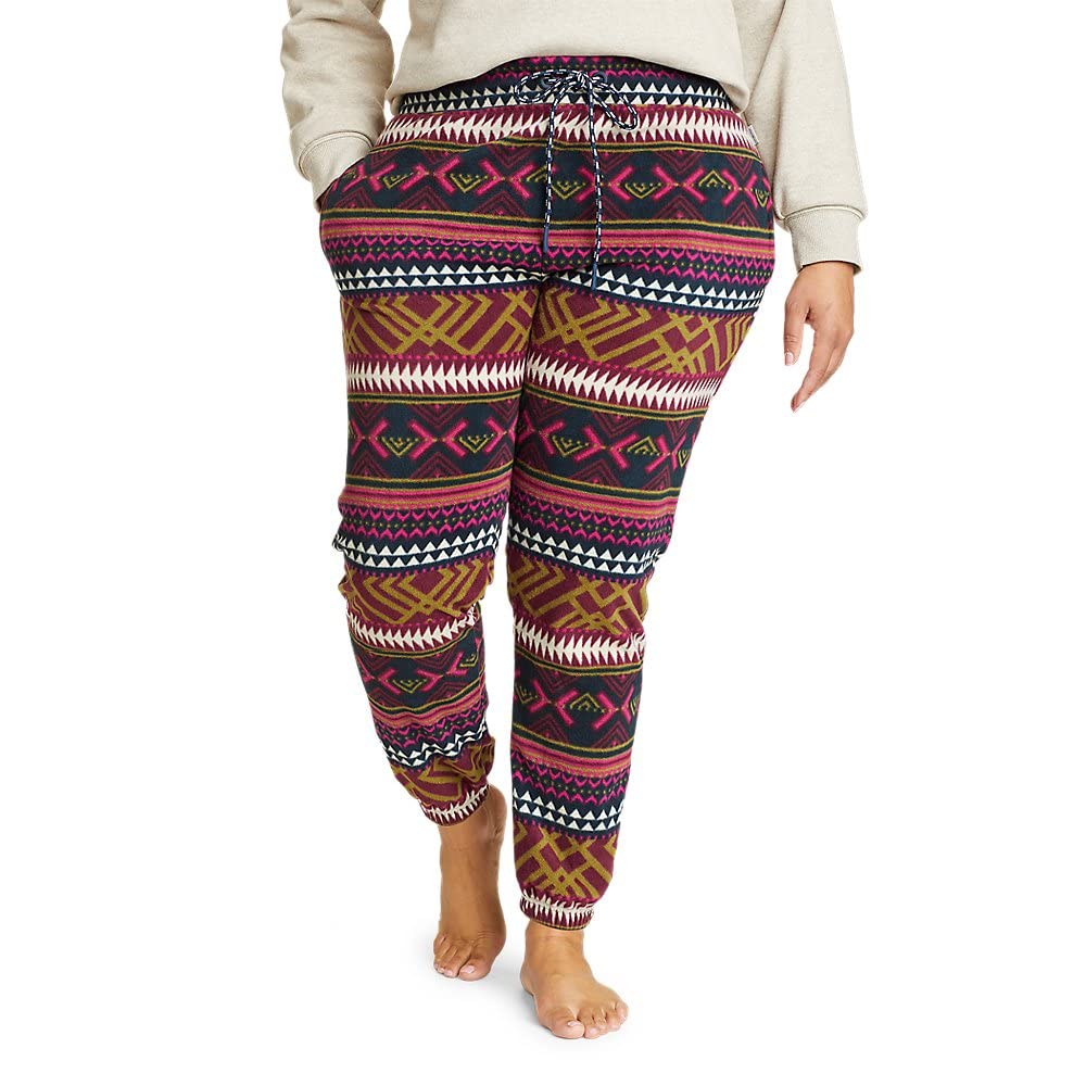 Eddie Bauer Women's Quest Fleece Joggers - Print, Dusty Red, Large