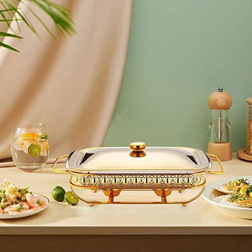 NOGRAX Chafing Dish Buffet Set, Stainless Steel Buffet Servers and Warmers for Party Catering, Complete Chafer Set with Water Pan, Aureate Tray (Color : Aureate)