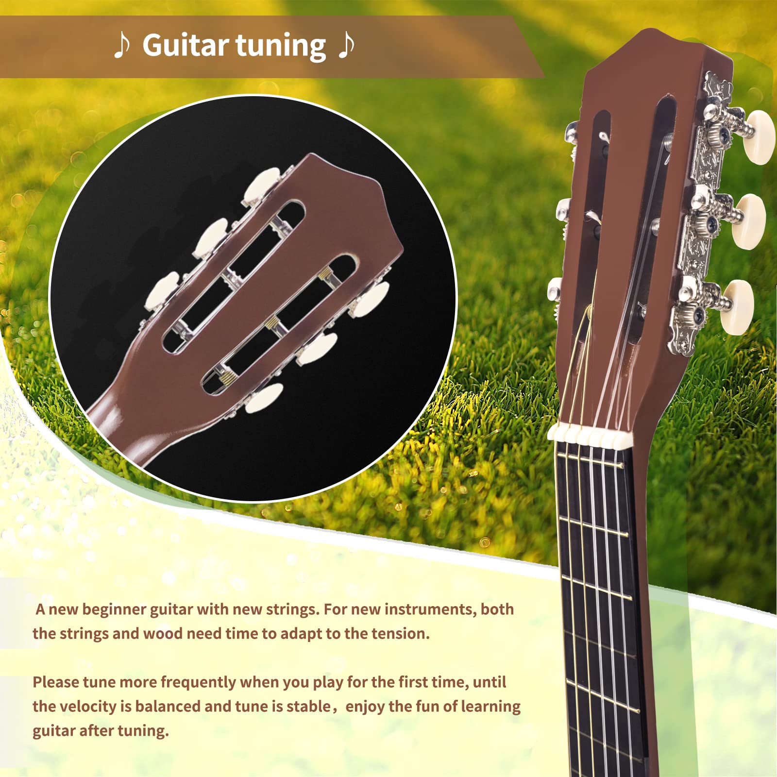 CNBLUE Acoustic Guitar Beginner Half-Size Natural Classical Guitar Mini Guitar 30 Inch Nylon Strings Wooden Guitar for Kid Boy Girl Student Youth Guitarra (Brown)