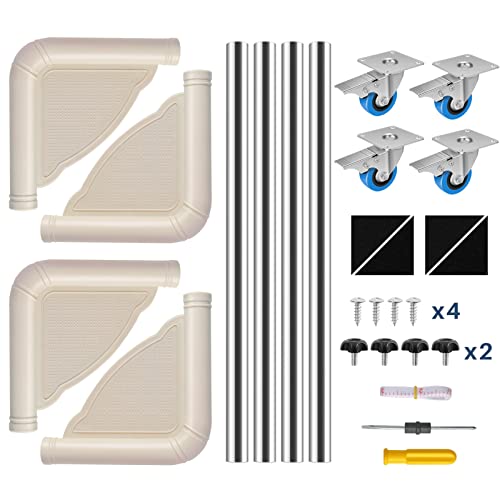 SPACECARE Mini Fridge Stand Furniture Dolly Mobile Roller with 4 Locking Wheels-Base Adjustable Refrigerator Washing Machine Stand Moving Cart- Appliance Dolly Cart Roller Pedestal -Off White