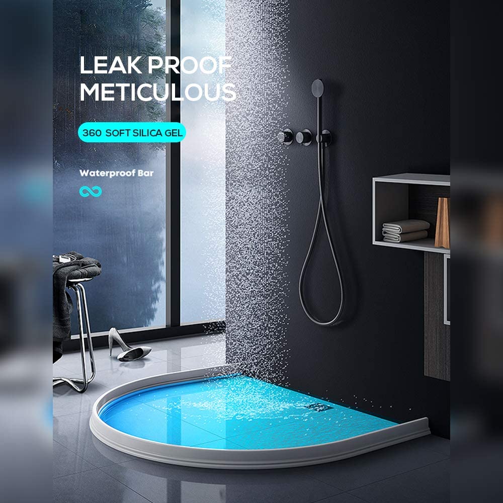 Hi-Na 3ft/5ft/6ft/8ft10ft Collapsible Shower Threshold Water Dam Watei Barrier for Shower and Water Stopper Keeps Water Inside Water Threshold for Wet and Dry Separation (5ft)
