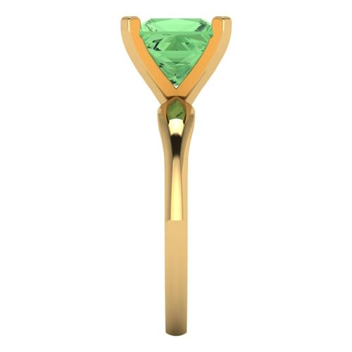 Clara Pucci 2.50ct Princess Cut Solitaire Green Simulated Diamond Excellent Engagement Bridal Promise Anniversary Ring 18K Yellow Gold 6