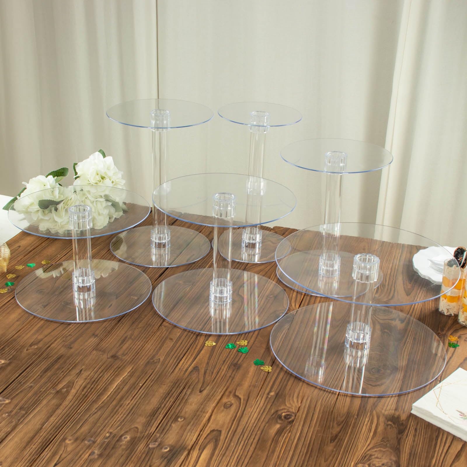 Efavormart Lovely 6 Tier Heavy Duty Acrylic Crystal Glass Clear Cake Dessert Decorating Stand for Birthday Party Wedding