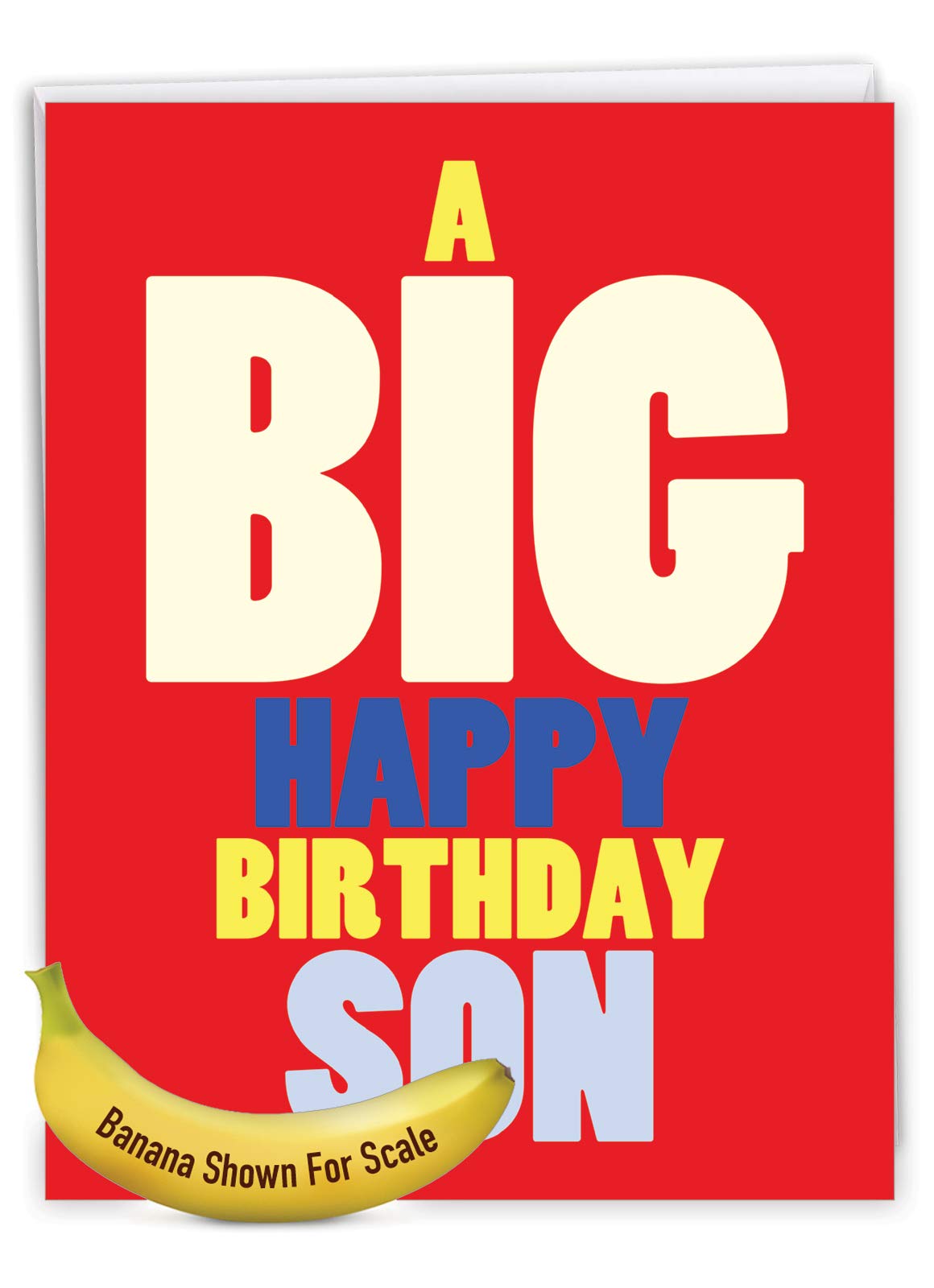 NobleWorks - 1 Large Birthday Greeting Card (8.5 x 11 Inch) - Fun Bday Celebration, Stationery Notecard - Big HB Son J6349BDG