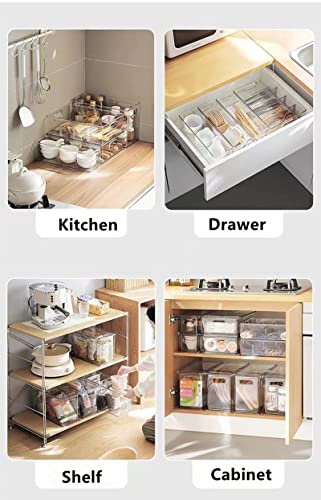 xhongz 3 Pack Stackable Refrigerator Organizer Bins with Pull-out Drawer, Clear Fridge Drawer Organizer with Handle, Large Drawable Storage Cases for Pantry Organization, Kitchen, Cabinet, Freezer