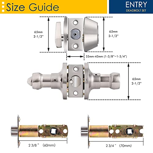 Keyed Alike Lever Set with Single Cylinder Deadbolt, Reversible Wave Style Satin Nickel Lockset, Lever Door Handle with Key and Lock for Bedroom, Front Door 4 Pack