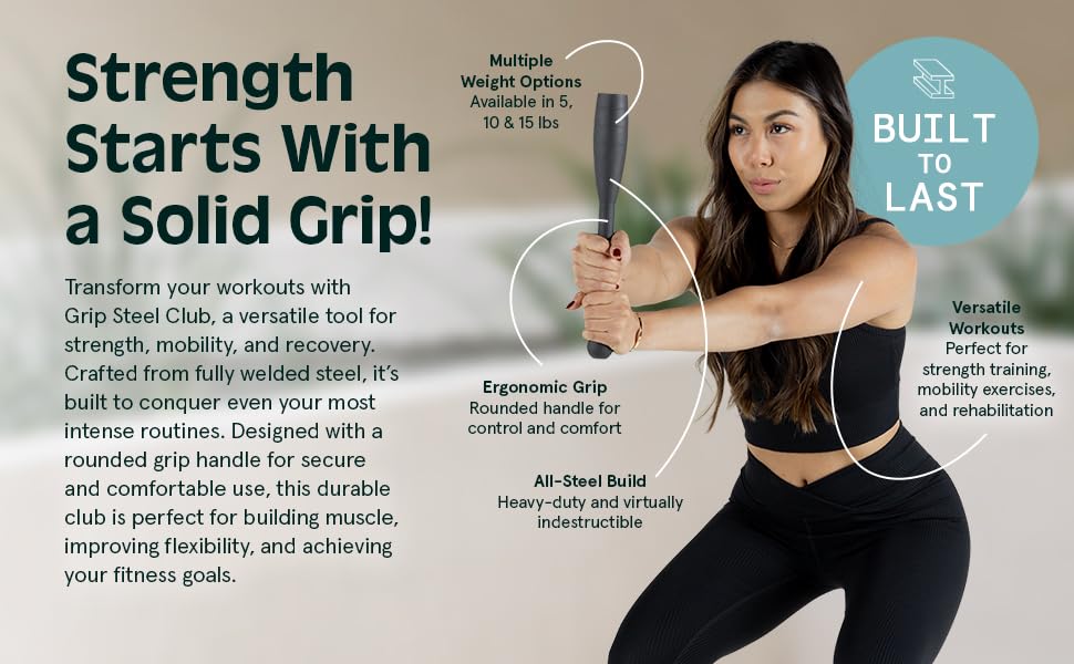 Retrospec Steel Club SC- 5lb for Men & Women's Strength Training & Full Body Workouts , Matte Black