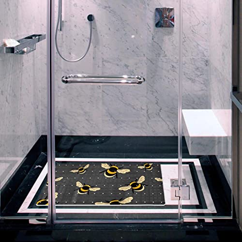 Non-Slip Bathtub Mats Cute Bumble Bee on Grey Background Prints Soft Bath Tub Bathroom Shower Mat for Baby and Adults, Machine Washable