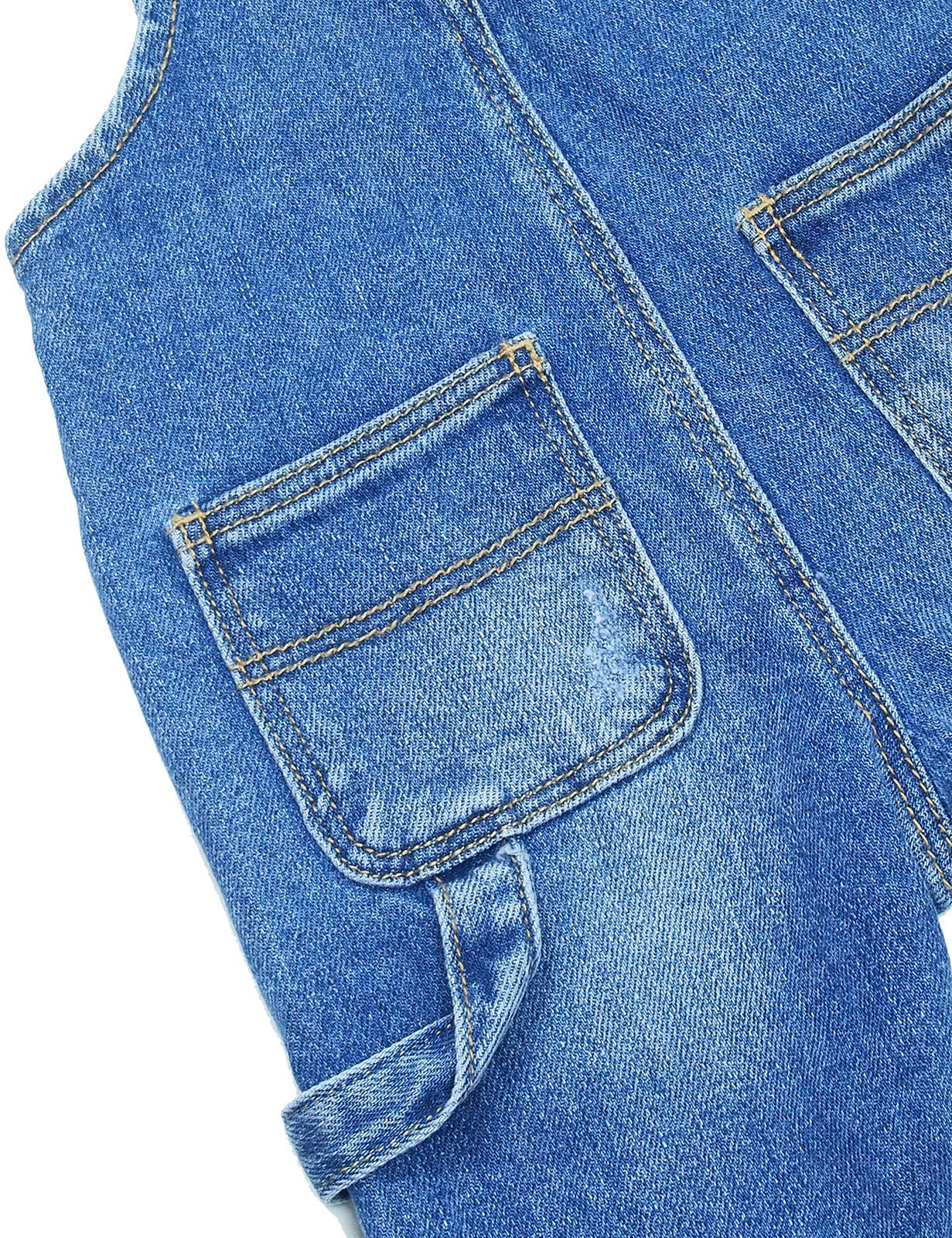 KIDSCOOL SPACE Denim Overalls,Baby Little Big Kids Hammer Loop on Jeans Dungarees Pants,Light Blue,12-18 Months