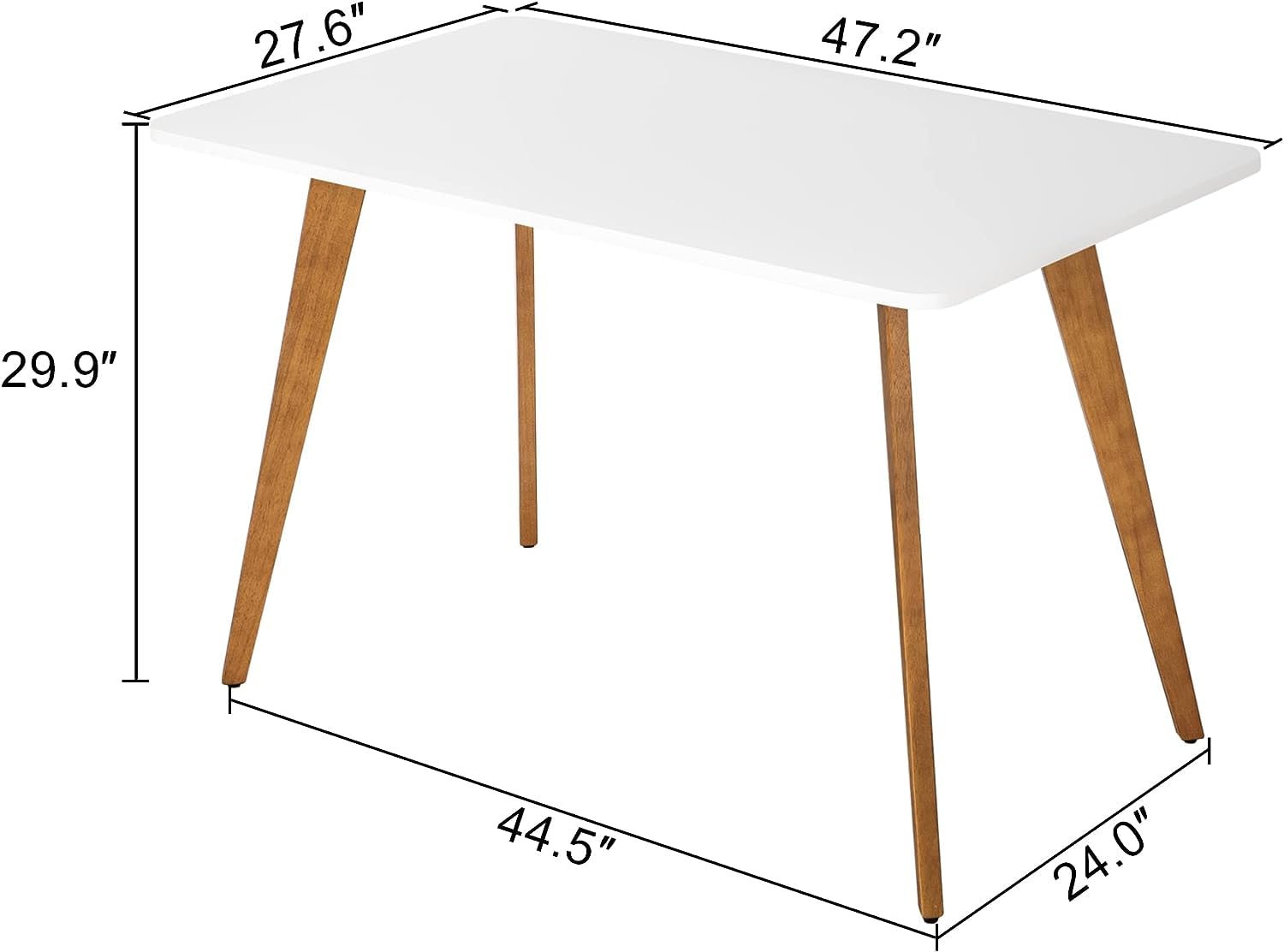 Comfy to go 47.2" Dining Table for 4-6 Person - Rectangular Kitchen Table with Soild Wood Legs Mid Century Modern Table for Dinning Room, Kitchen, Living Room (White)