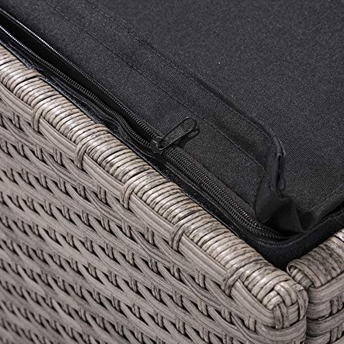 glitzhome Patio Wicker Storage Trunk with Lid, 140 Gallons Overside Outdoor Oversized All-Weather Cushion Storage Deck Box for Garden Tools, Pool Toys, Grey