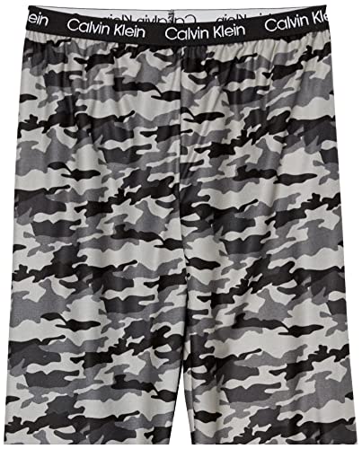 Calvin Klein Boys' Super Soft Brushed Micro Pajama Sleep Pant, Grey/Black Camo, X-Large