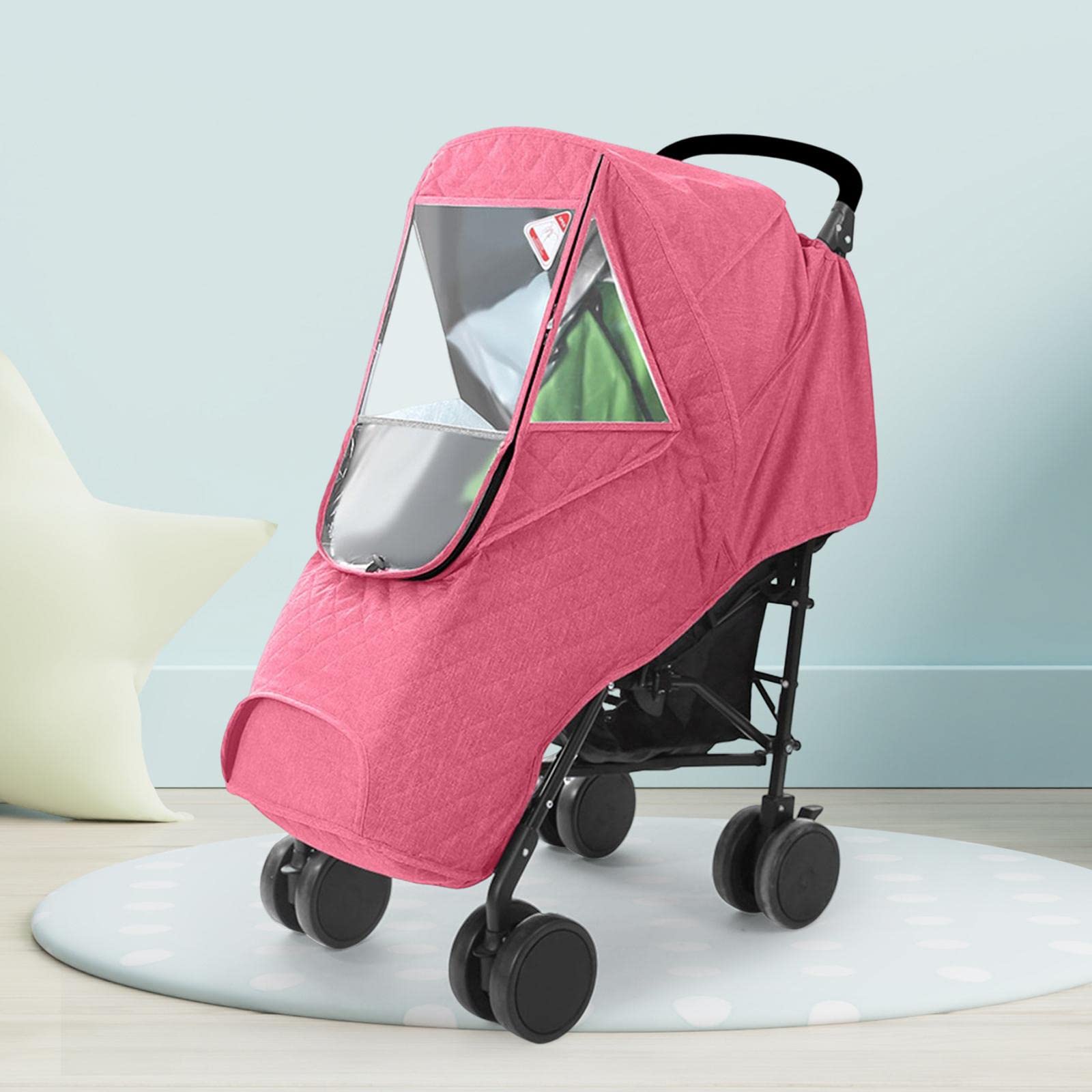 Gazechimp Waterproof Rain Cover Stroller Protect Baby's Wind Windproof Breathable Rain Cover Keep Warm, Pink