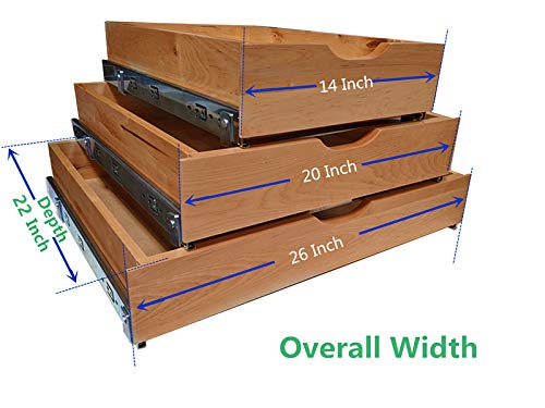 ELYSIAN 20'' Bottom Mount Soft Close Drawer Fully Assembled Wooden Drawer Organizer, Pull Out Under Cabinet Sliding Shelf Kitchen Pull Out Organizer Drawer Roll Out Wood Storage Cooking utensil drawer