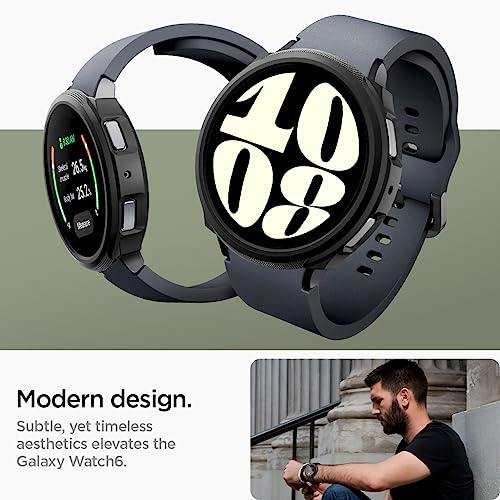 Spigen Liquid Air Armor Designed for Samsung Galaxy Watch 6 44mm Case Flexible Lightweight TPU Case (2023) - Matte Black
