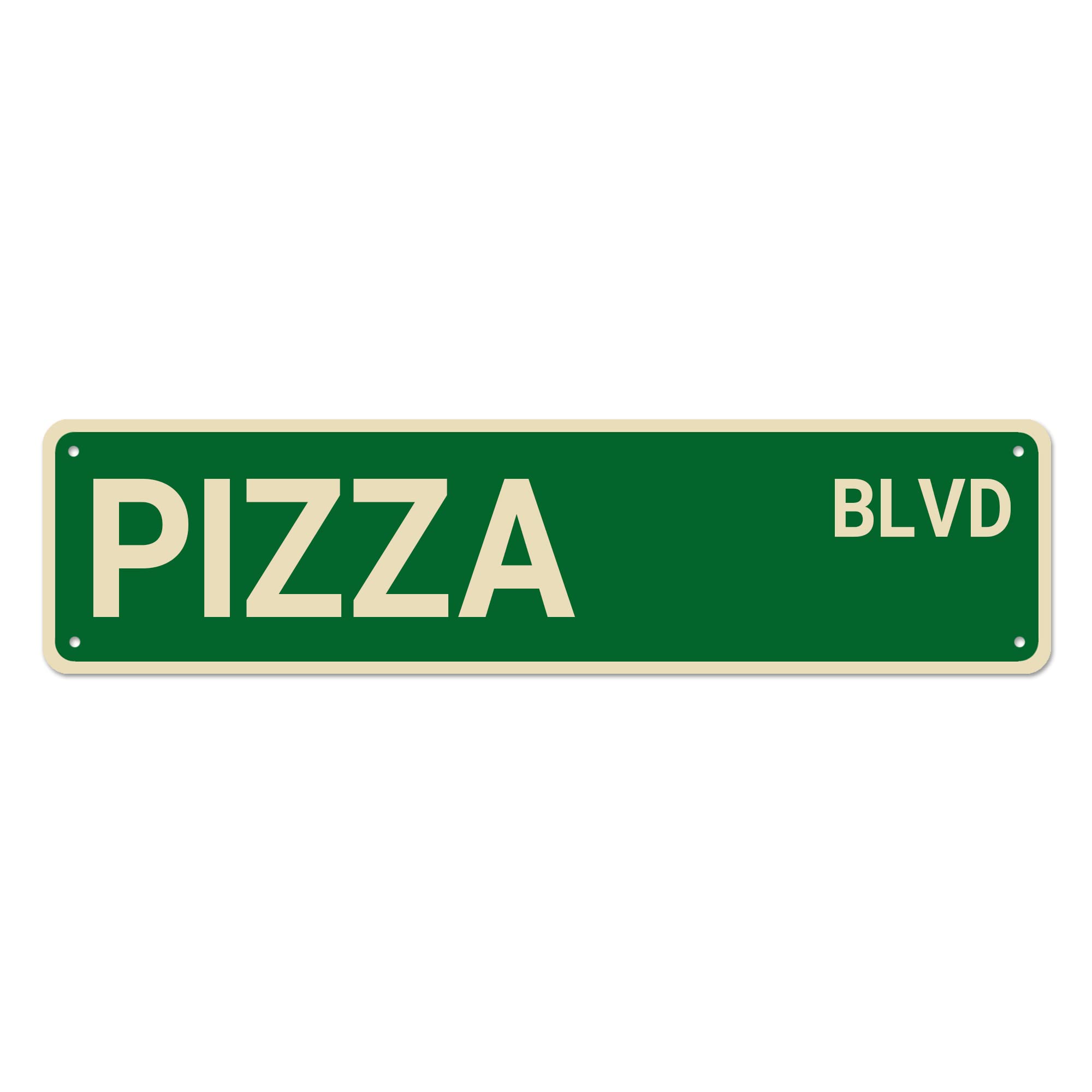 fuxinglin Pizza BLVD Street Sign, Pizza Sign Pizza Decor Pizza Lover Gift, Funny Wall Decor for Home/Garden/Kitchen, Quality Metal Signs 16x4 Inch