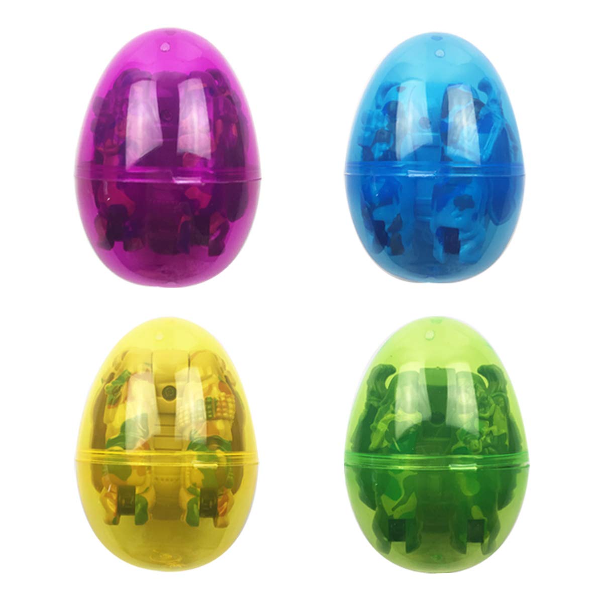 QINGQIU 4 Pack Jumbo Soldier Deformation Easter Eggs with Toys Inside for Kids Boys Girls Easter Gifts Easter Basket Stuffers Fillers
