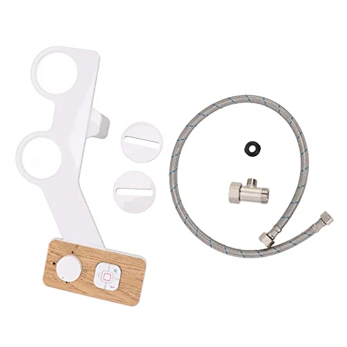 Hilitand Bidet Attachment, Toilet Bidet Attachment with 7/8 Copper Tee, Wood Grain Button Dual Nozzle Bidet Attachment, Ultra Slim Bidet, Bidet Attachments