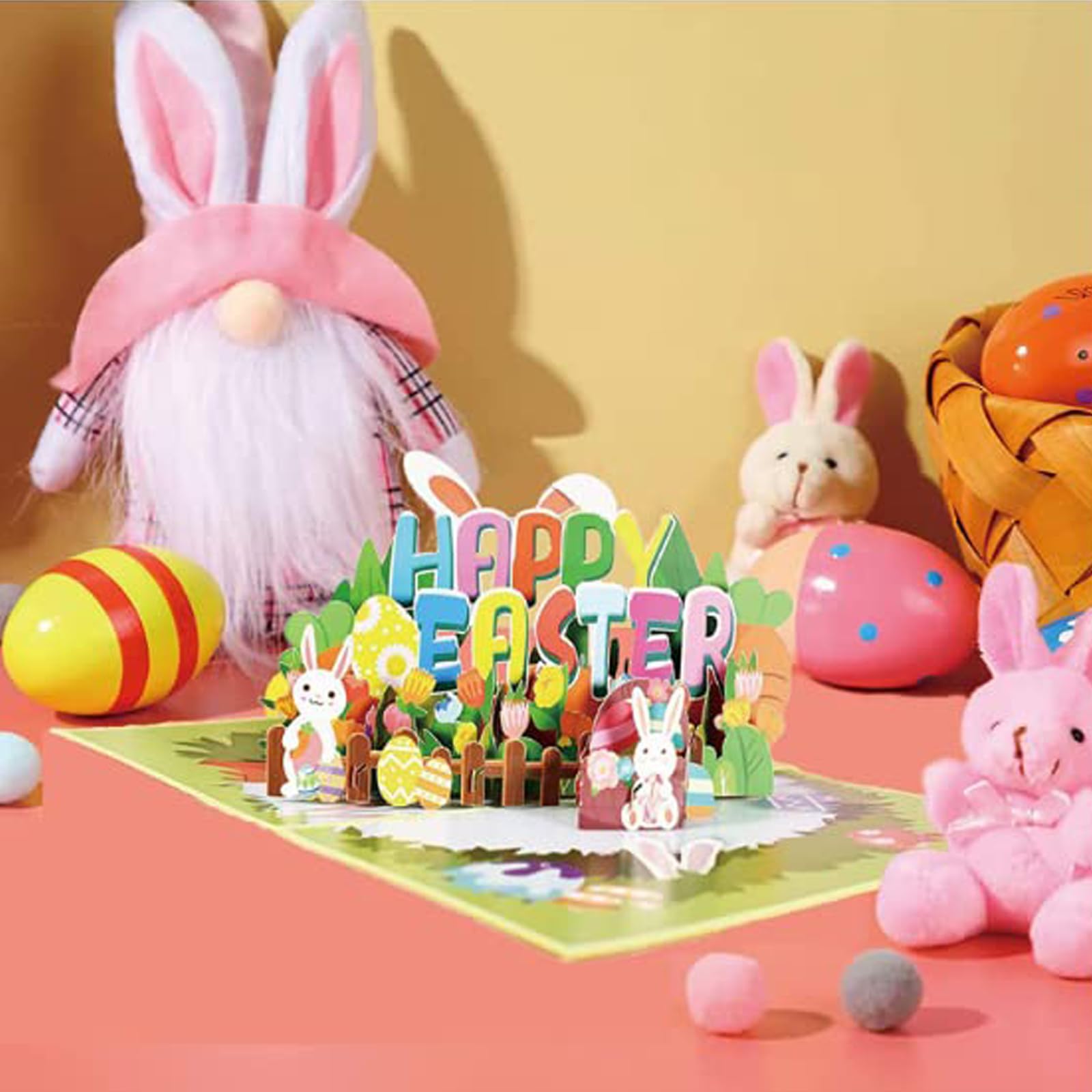 Della Stella Easter Pop Up Card, 3D Easter Greeting Cards,Easter Bunny Card with Envelopes, Pop Up Greeting Cards for Wife,Husband,Duaghter,son (Happy easter)