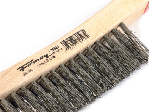 Forney 70523 V-Groove Stainless Steel Wire Brush, with Wood Handle, 13-3/4-Inch-by-.014-Inch