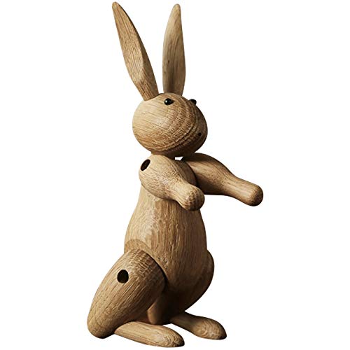 LNIMI Art Wooden Rabbit Figurine Wooden Ornaments Rabbit Model Flexible Sculpture Perfect for Home Decoration Gift or Collection