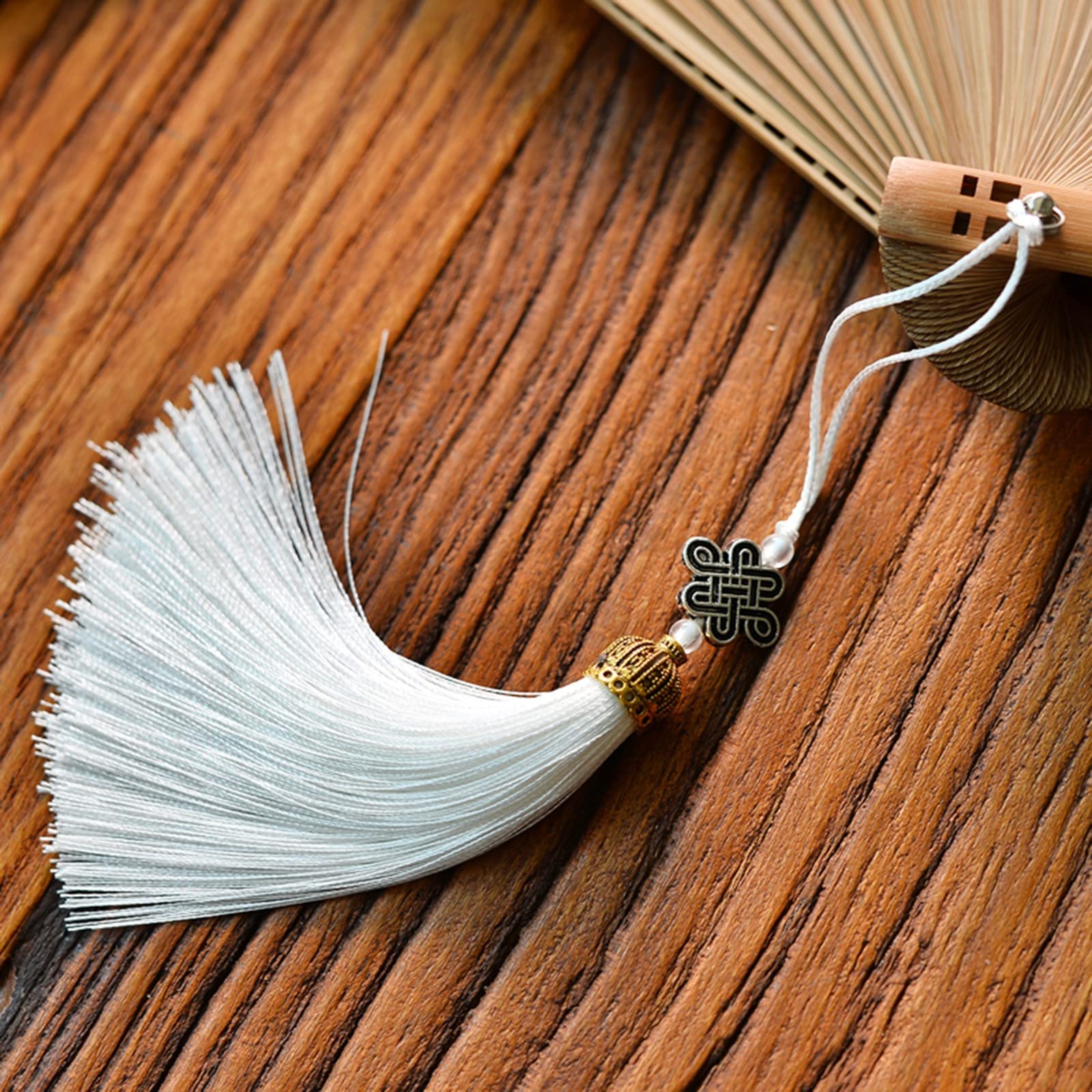ERTUO Bamboo Hand Fan Classical Hollow Folding Fan Chinese Fan with Fringe, Men's Women's Wedding Gift