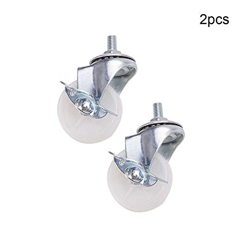 Caster Furniture,Rubbered Trolley Wheels , Castor Wheels,Furniture Casters,1.97 Inch Swivel Caster Wheels PP 360 Degree Threaded Stem Caster Wheel, 66lb Capacity Each Wheel with Brake, Pack of 2