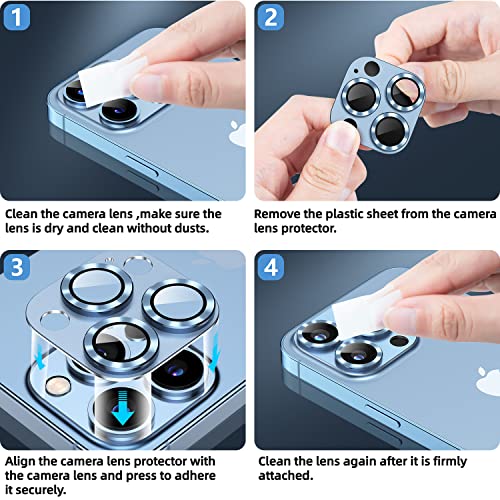 Korecase 2 Pack for iPhone 13 Pro & iPhone 13 Pro Max Camera Lens Protector Metal Tempered Glass Camera Cover,Whole Piece 9H Strong Stickiness Rear Camera Lens Case Friendly - Black