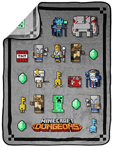 Minecraft Dungeon Mobs Throw - Measures 46 x 60 inches, Kids Bedding - Fade Resistant Super Soft Fleece (Official Minecraft Product)