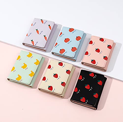 Loxepur Cartoon Fruit Tri-Fold Pu Wallet Multi-Card Slot Small Purse for Gift (Beige)