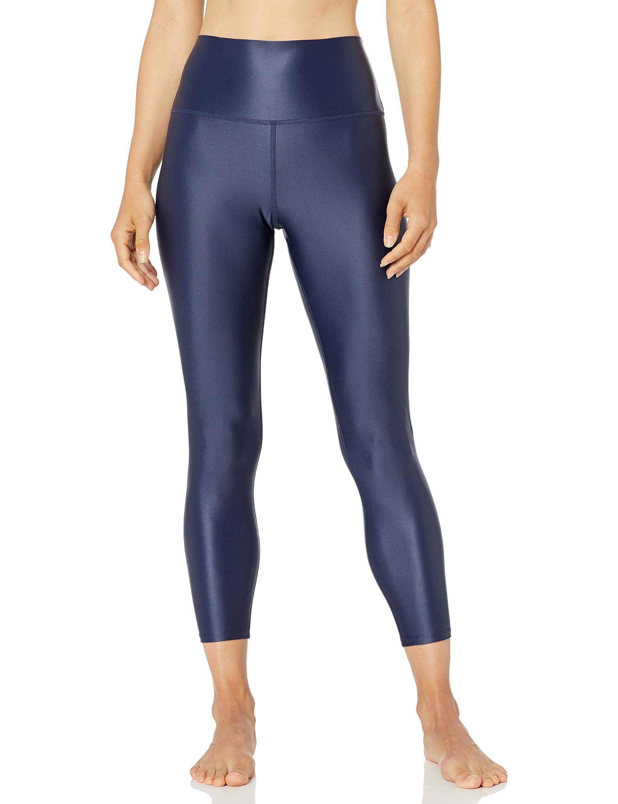 Core 10 Women's Plus Size Icon Series Liquid High Waist Yoga 7/8 Crop Legging, Shine Navy, 1X