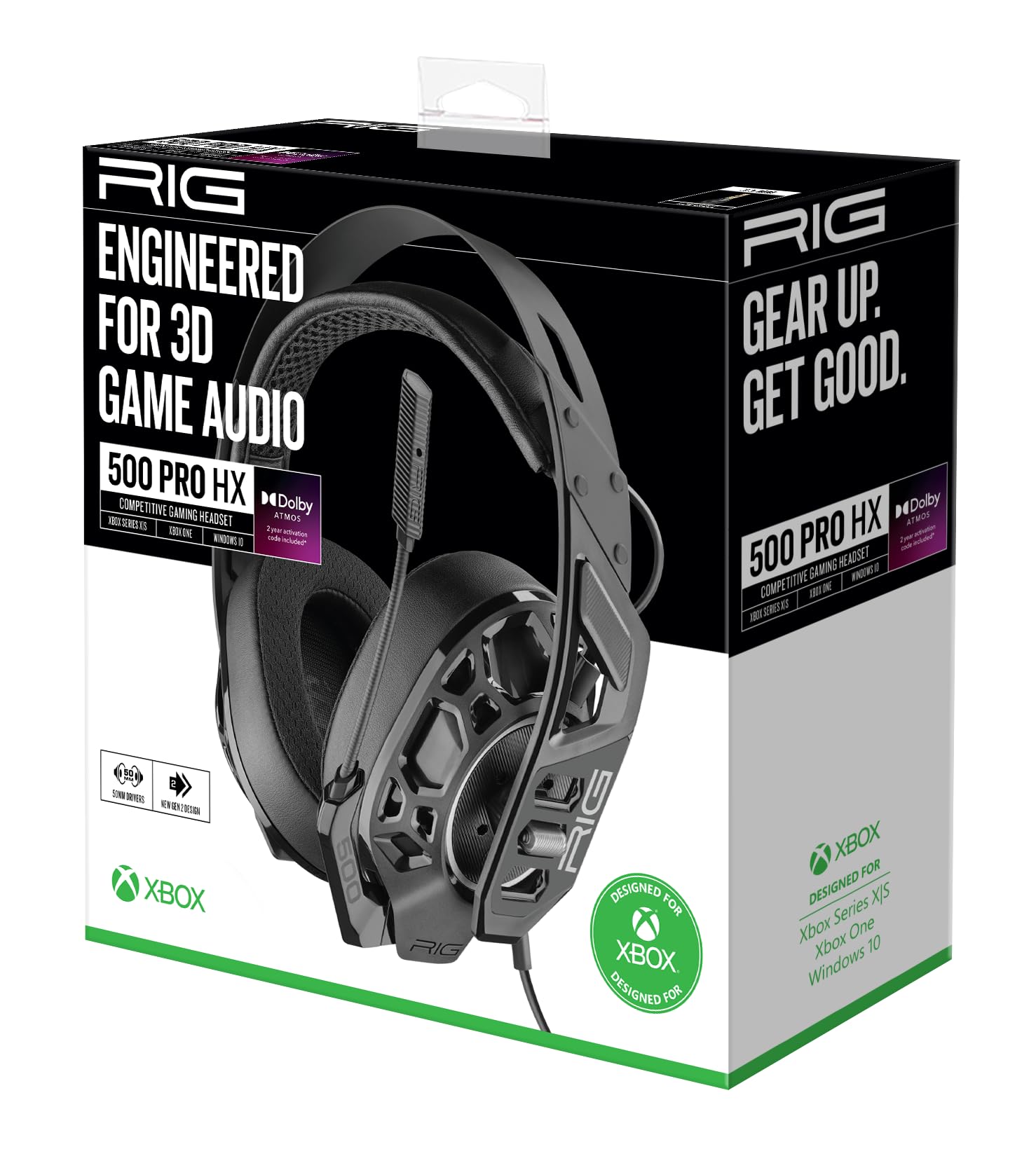RIG 500 PRO HX GEN 2 Competition Grade Gaming Headset with Dolby Atmos 3D Surround Sound Audio Officially Licensed for Xbox Series X|S, Xbox One, Windows 10/11 PC (Black)