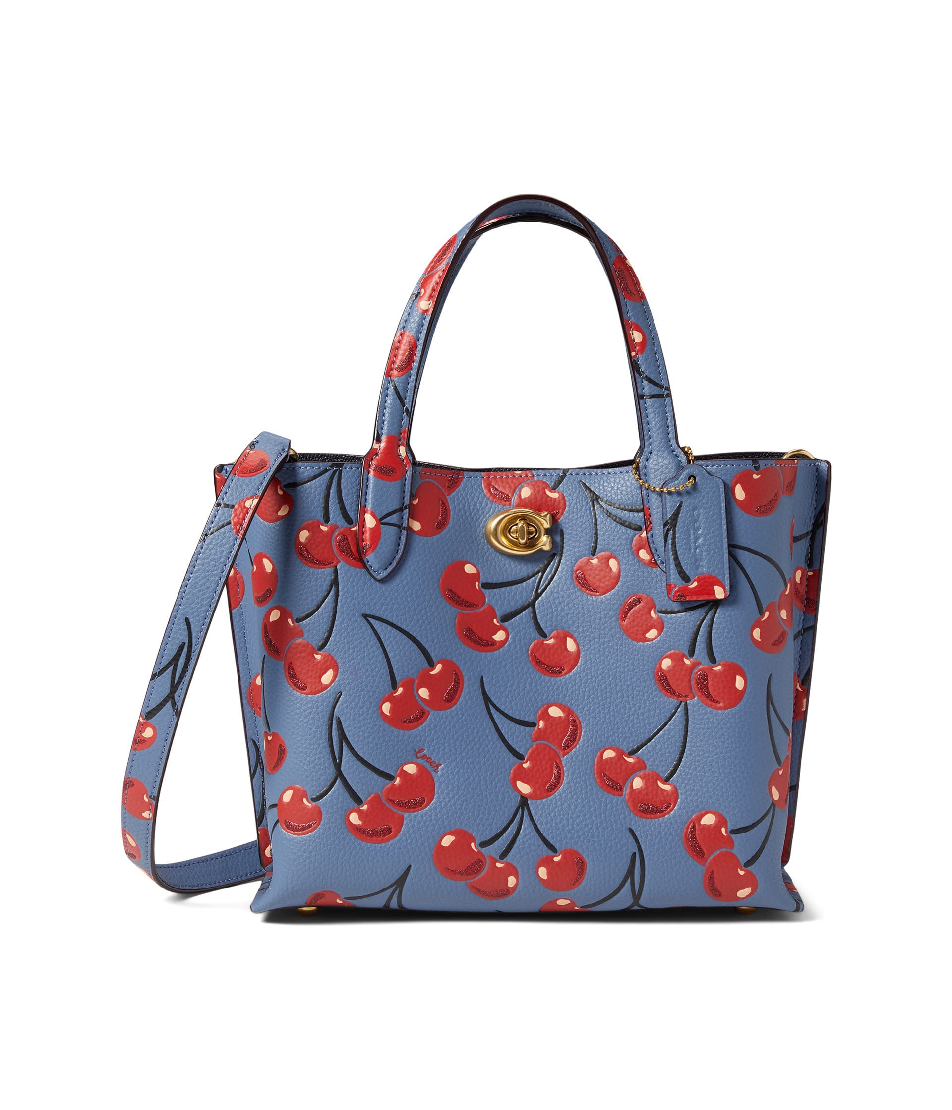 COACH Cherry Print Willow Tote 24 Washed Chambray One Size