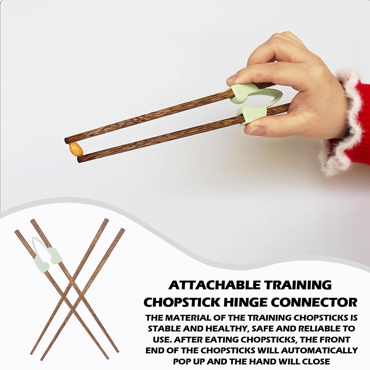DOERDO Learning Chopstick Helpers 2Pairs Wooden Chopsticks for Adults, Beginner, Trainer, Reusable Plastic Training Chopstick Helper, 9.8 Inch