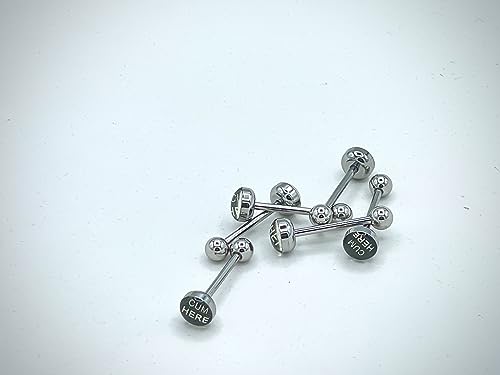 Clear Epoxy Covered Bad Words Inlaid Top 316L Surgical Steel Barbell Tongue Rings (Cum Here)