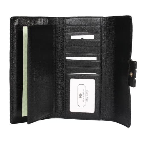 Dasein Anais Gvani Women's Checkbook Wallet with Buckle Accent Genuine Italian Leather (B004 White)