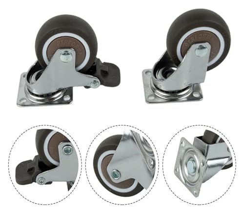 Casters Swivel casters Heavy Duty 4pcs 2inch Soft Rubber Silver Roller Wheel for Platform Trolley Chair Household Accessori casters Wheels Workbench
