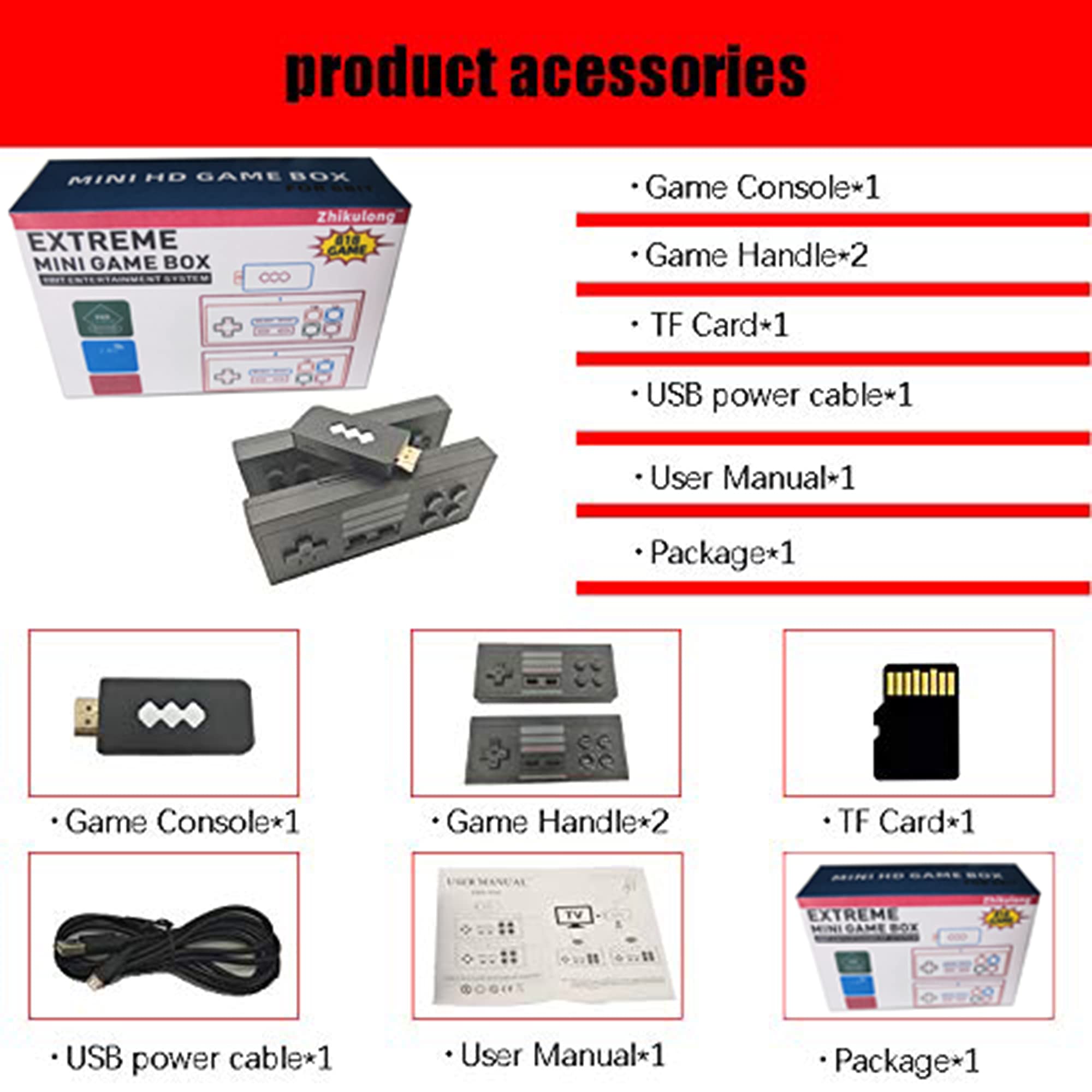 Wireless retro video game console, Plug and Play Video Game TV Stick 4K Built-in 10000+ nostalgia stick classic games system,with Dual 2.4g wireless controller gamepad, HD output games tv stick