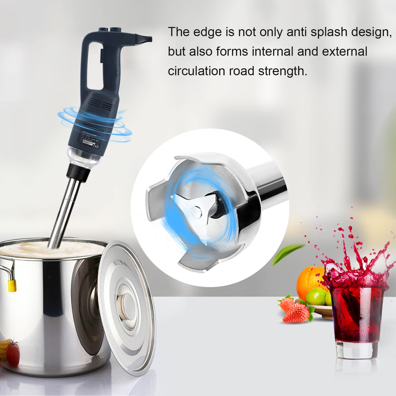 Li Bai Commercial Immersion Blender 750W Handheld Heavy Duty Stick Blender,10 Inch Detachable Shaft,750W High Power,15-Gallon Capacity,304 Stainless Steel,Variable Speed,for Restaurant Home Kitchen Use