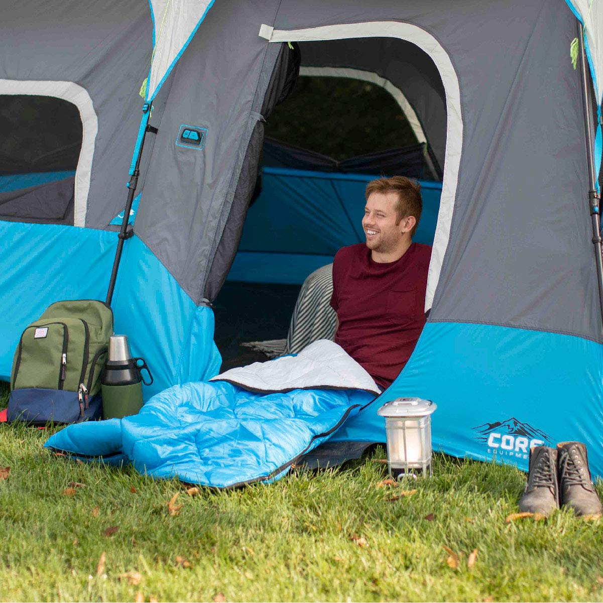 Core 40 Degree Cool Climate Sleeping Bag; Perfect for Traveling Adults & Kids - Indoor & Outdoor: Camping, Backpacking, Hiking, Blue (40 Degree)