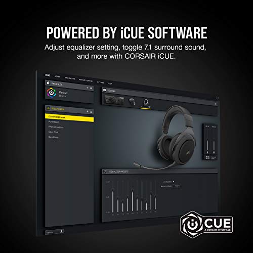 Corsair HS70 Pro Wireless Gaming Headset - 7.1 Surround Sound Headphones for PC - Discord Certified - 50mm Drivers – Carbon (Renewed)