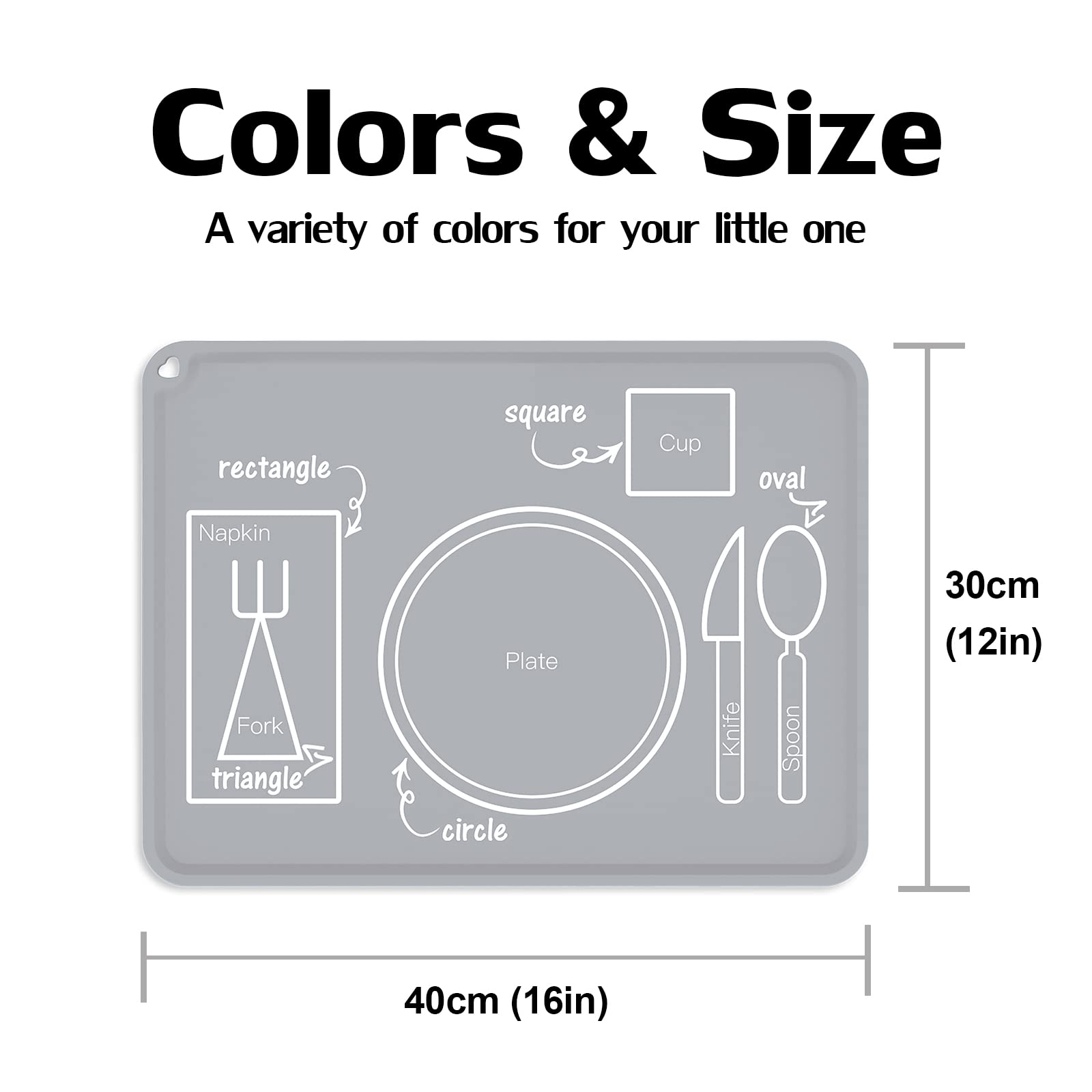 Silicone Baby Placemats, Montessori Placemats for Kids Baby Toddlers Non-Slip Portable Table Setting Mats, 2Pack, MistyRed&LightGrey