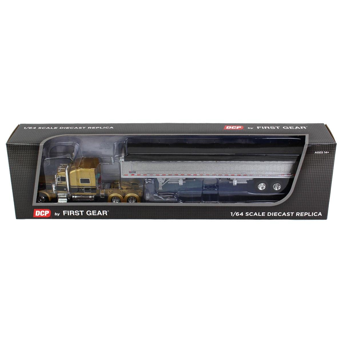 DCP 1/64 Gold & Black Peterbilt 379 w/ 50' Wilson Pacesetter Grain Trailer 60-1273